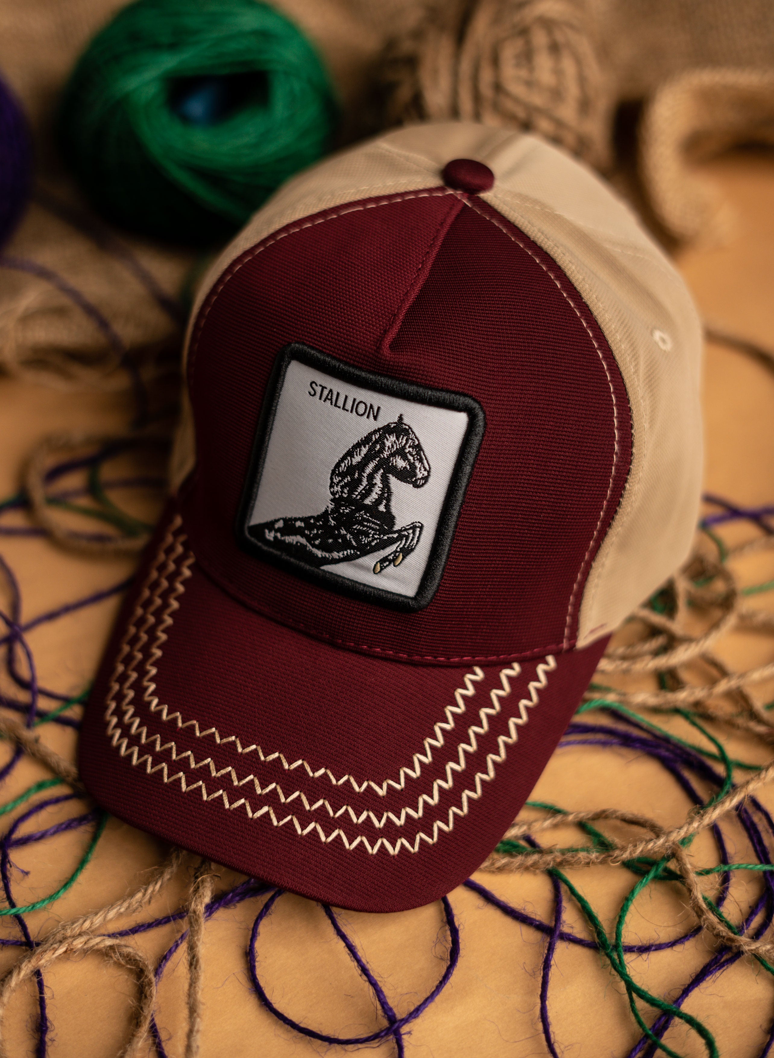 Maroon Multi Stallion Cap – Caps Club